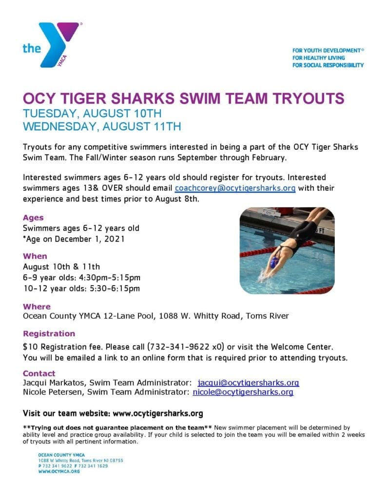 Tiger Sharks Swim Team | Ocean County YMCA