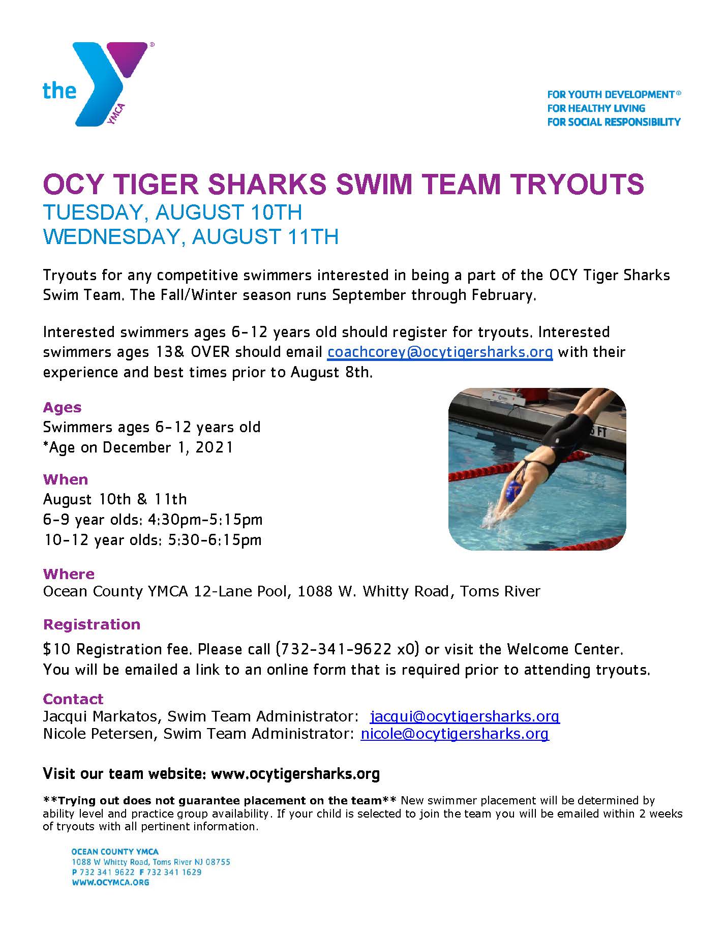 Tiger Sharks Swim Team | Ocean County YMCA