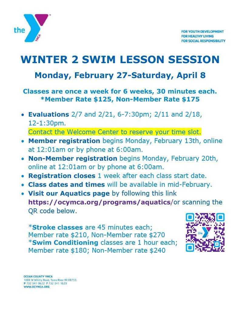 YOUTH SWIM LESSONS | Ocean County YMCA