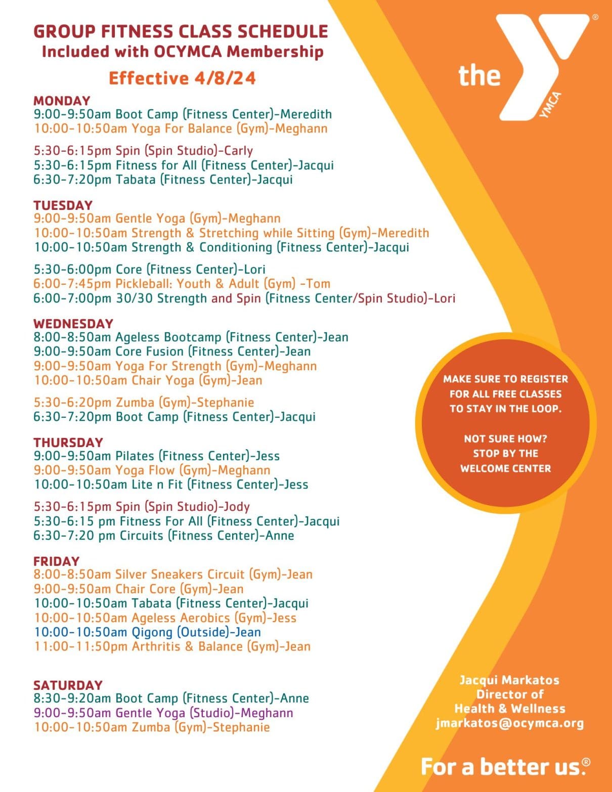 Schedules | Ocean County YMCA