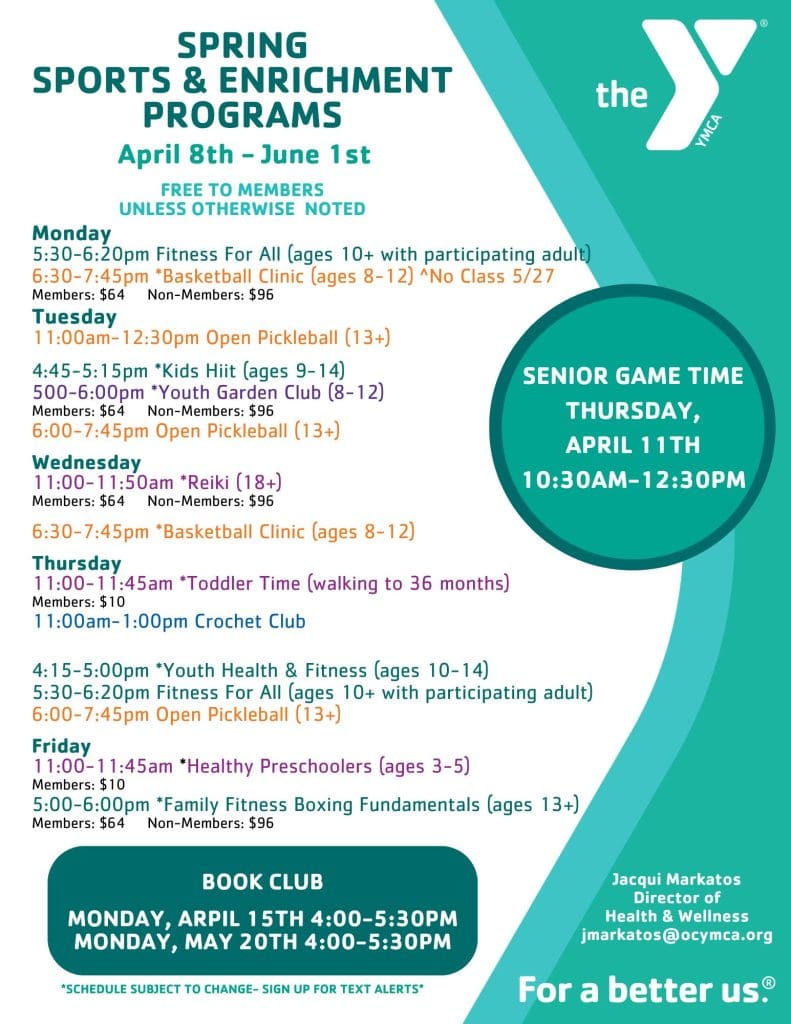 Schedules | Ocean County YMCA